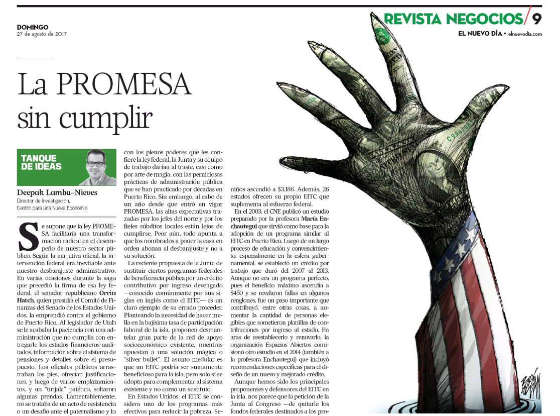La promesa sin cumplir - CNE – Centro Para Una Nueva Economía – Center ...