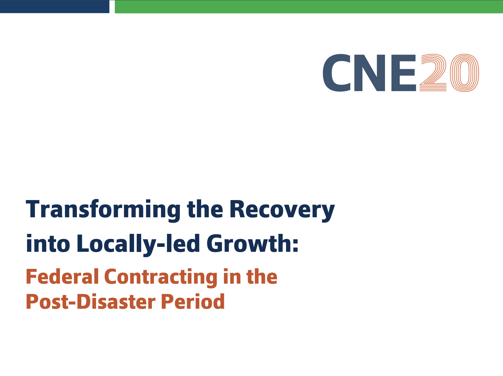 Transforming the Recovery into Locally-led Growth: Federal Contracting ...